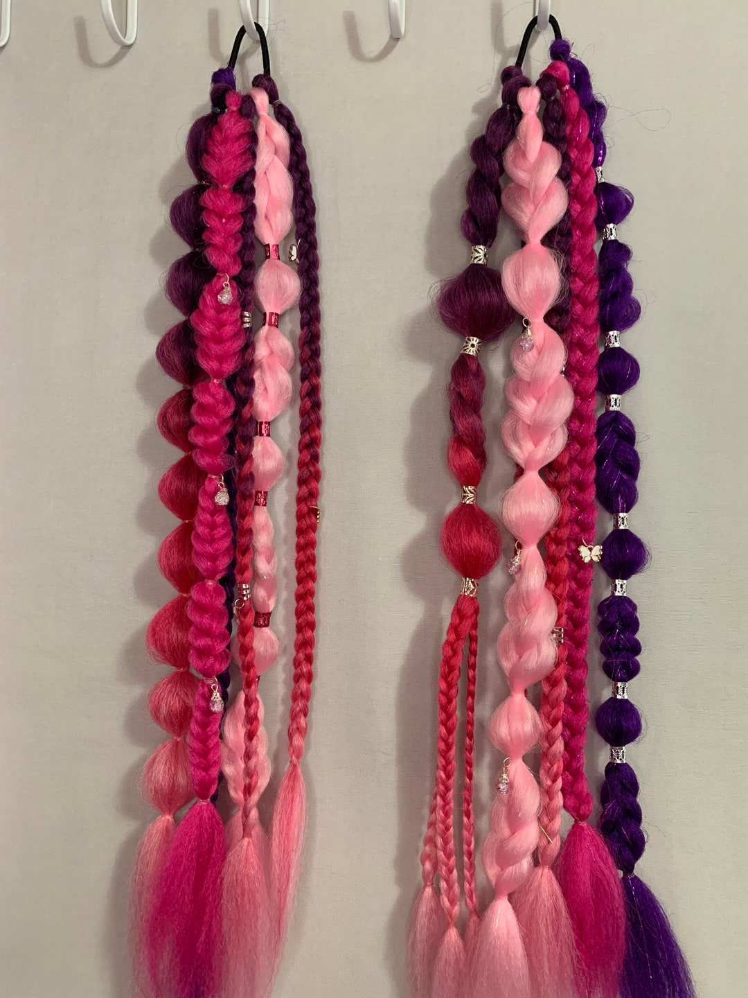 Pink/purple Colorful Tie-in Braid Extensions - Etsy