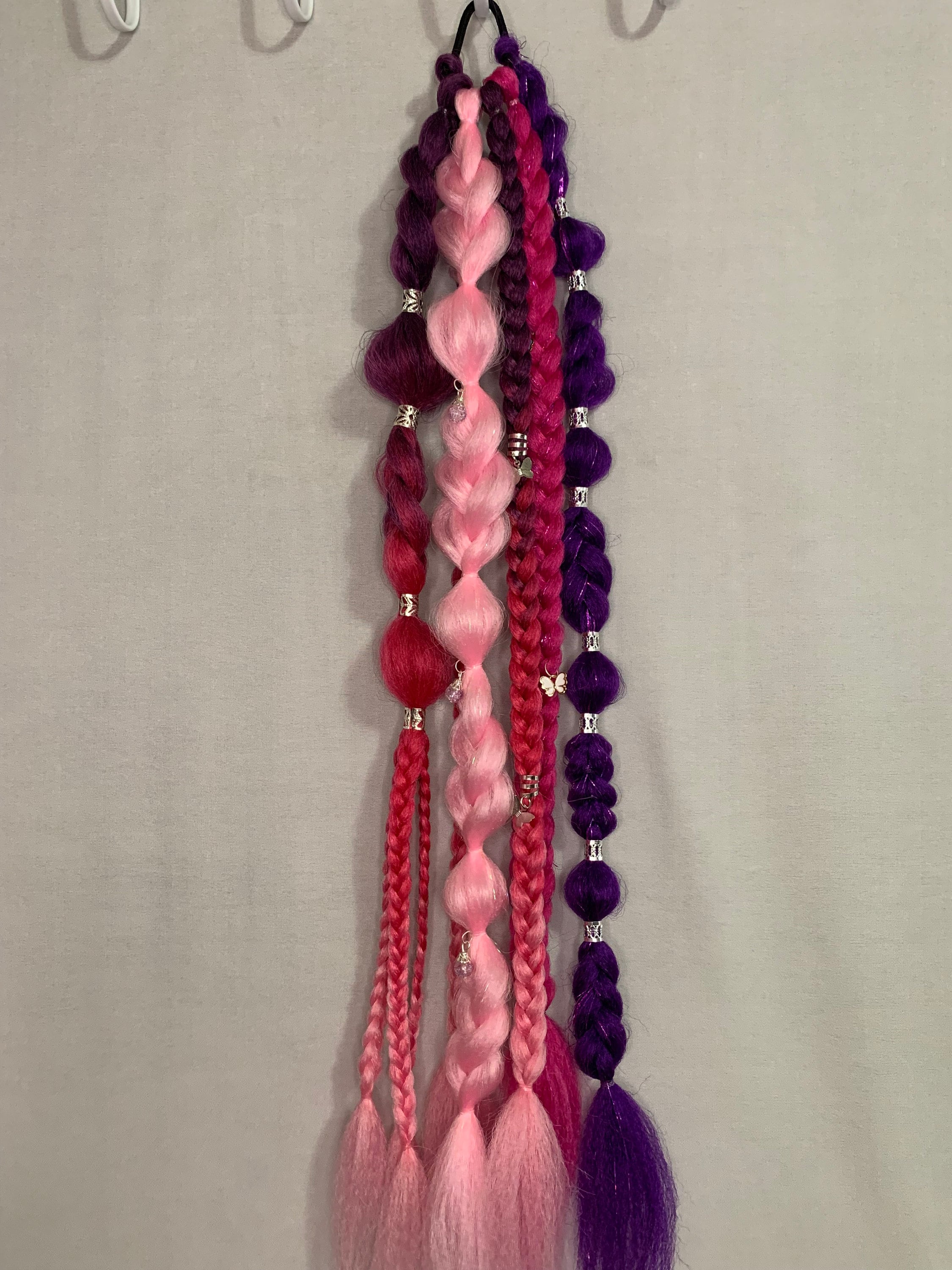 Pink/purple Colorful Tie-in Braid Extensions - Etsy