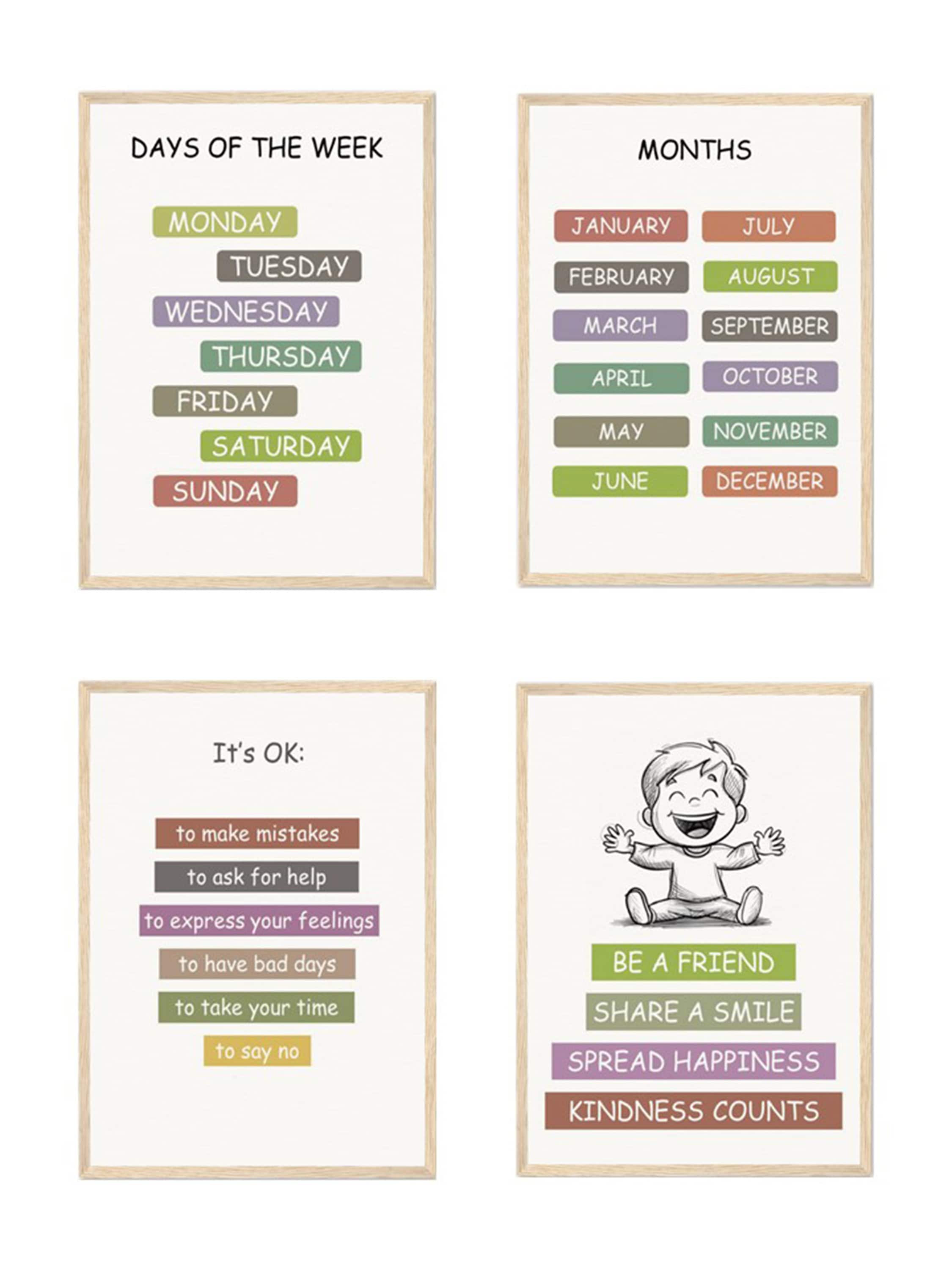 Set of 36 Educational Posters, Homeschool Printables, Toddler Playroom ...