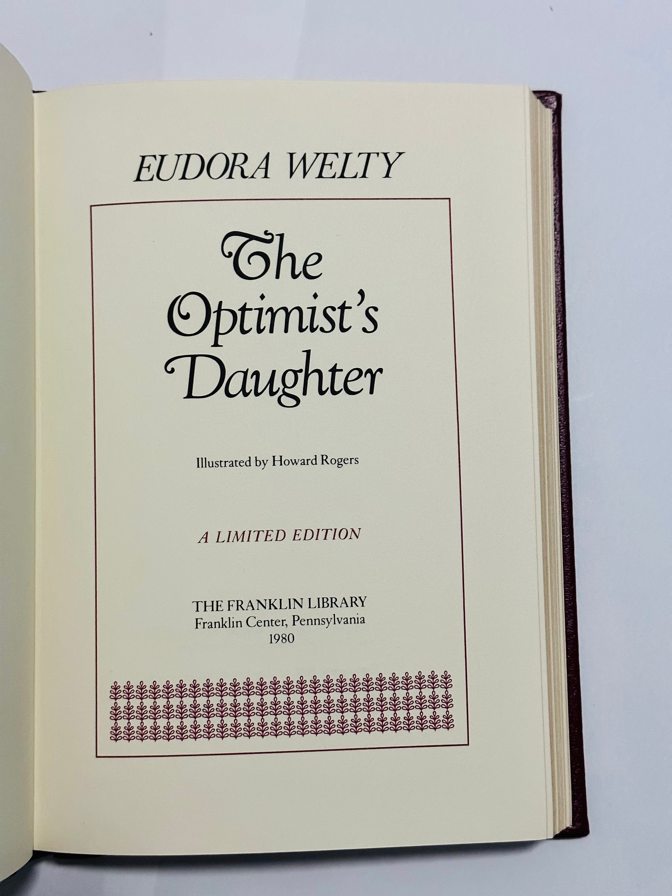 Signed Limited Edition the Optimist's Daughter by Eudora Welty 1980 ...