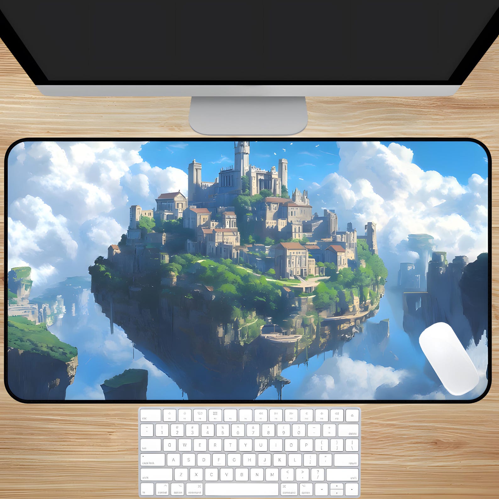 Floating Island Mousepad, Fantasy Desk Mat, Sky Gaming Mouse Pad ...