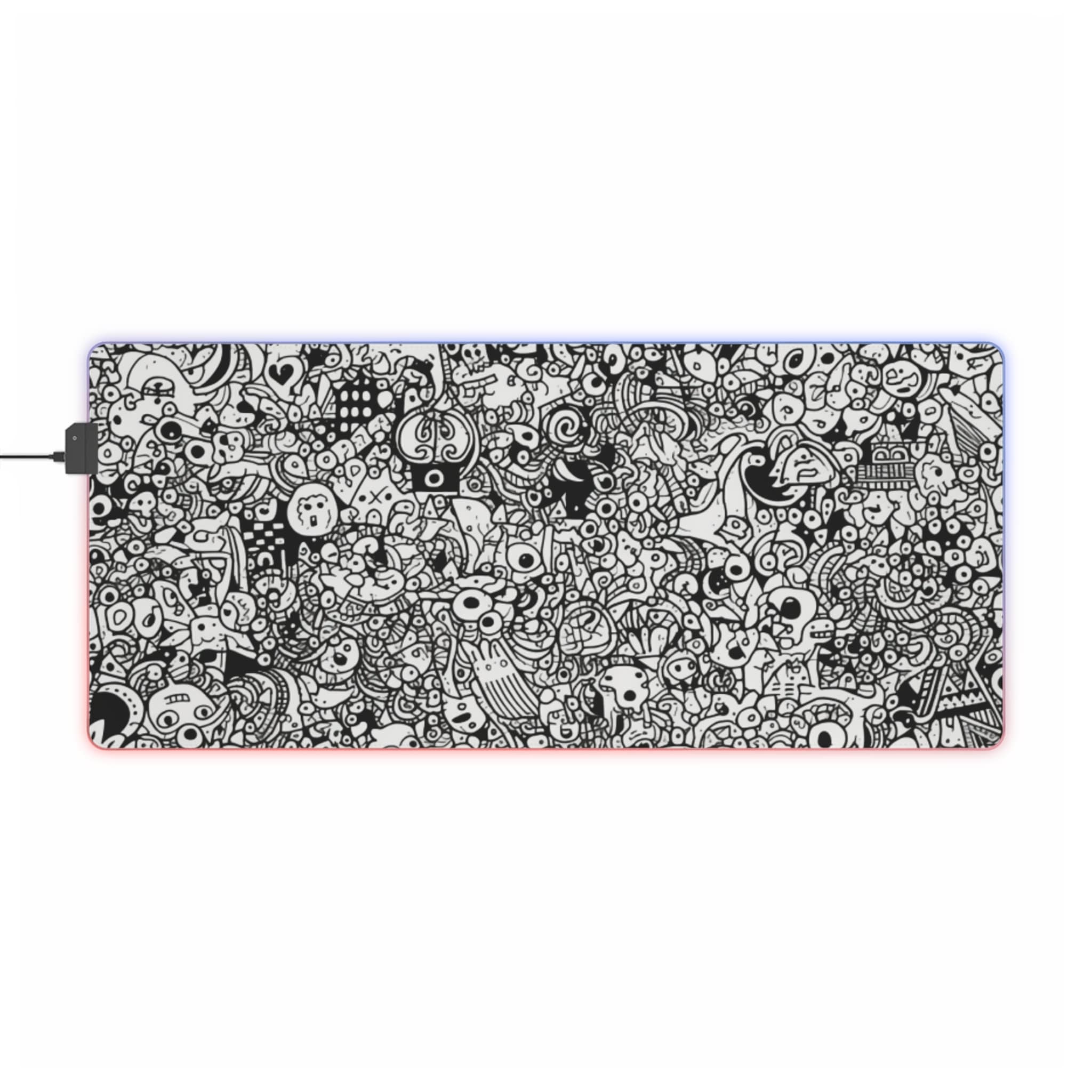 Doodle Art Mousepad RGB, Gaming XXL Doodle Art Collage Mouse Pad ...