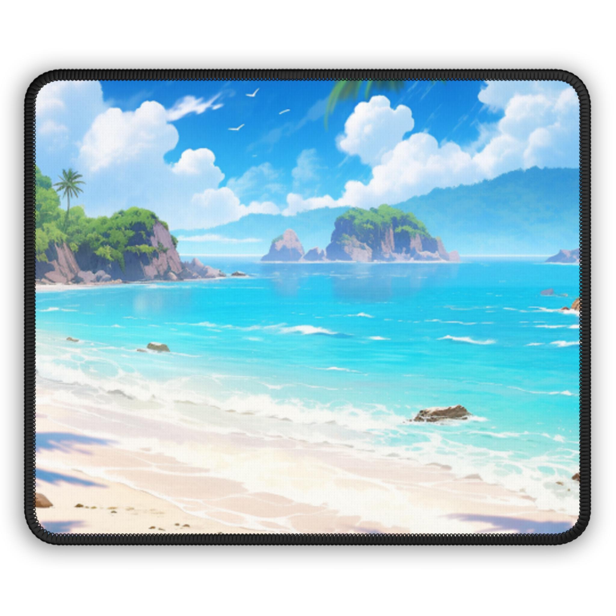 Tropical Beach Desk Mat, Palm Tree Deskmat, Waves Mousepad, Coastal ...