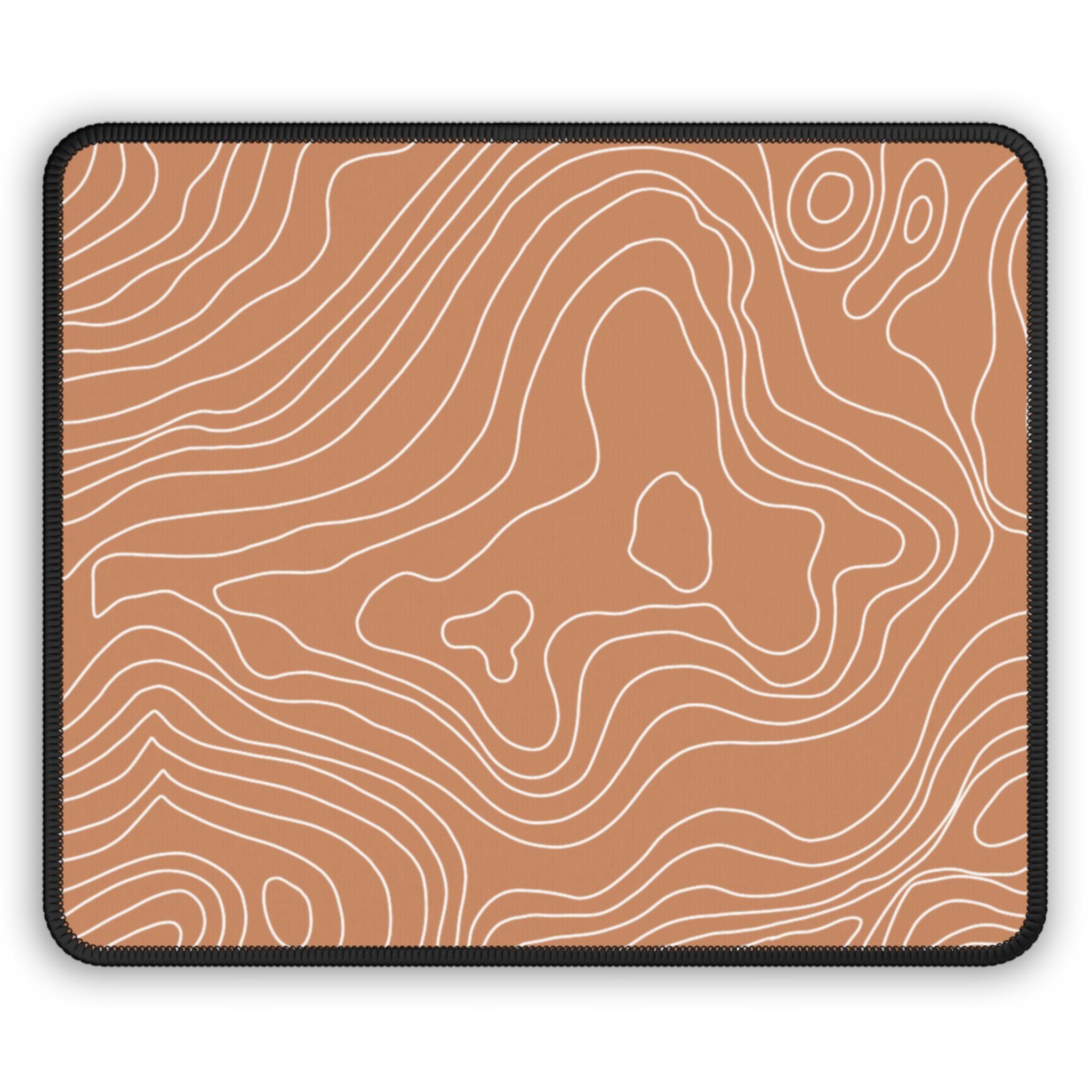 Orange Topographic Line Mousepad, Map Design Desk Mat, Geometric ...