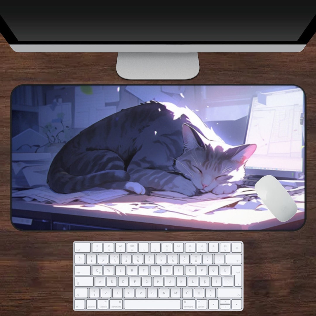 Cute Cat Mousepad Aesthetic Anime Mousepad Kawaii Cat Gaming - Etsy
