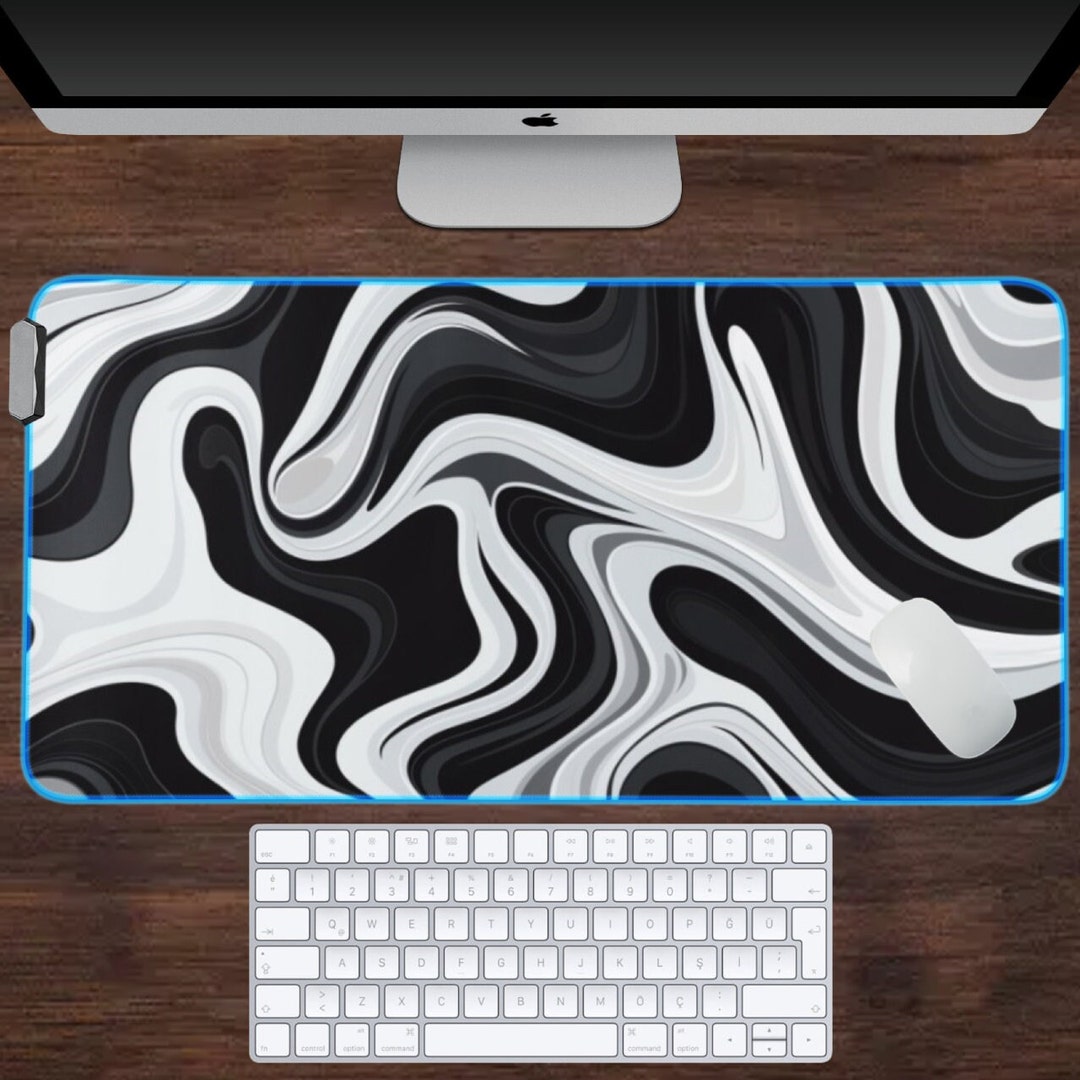 Abstract Black & White Swirl Mousepad, Gaming Mousepad, XXL Mousepad ...