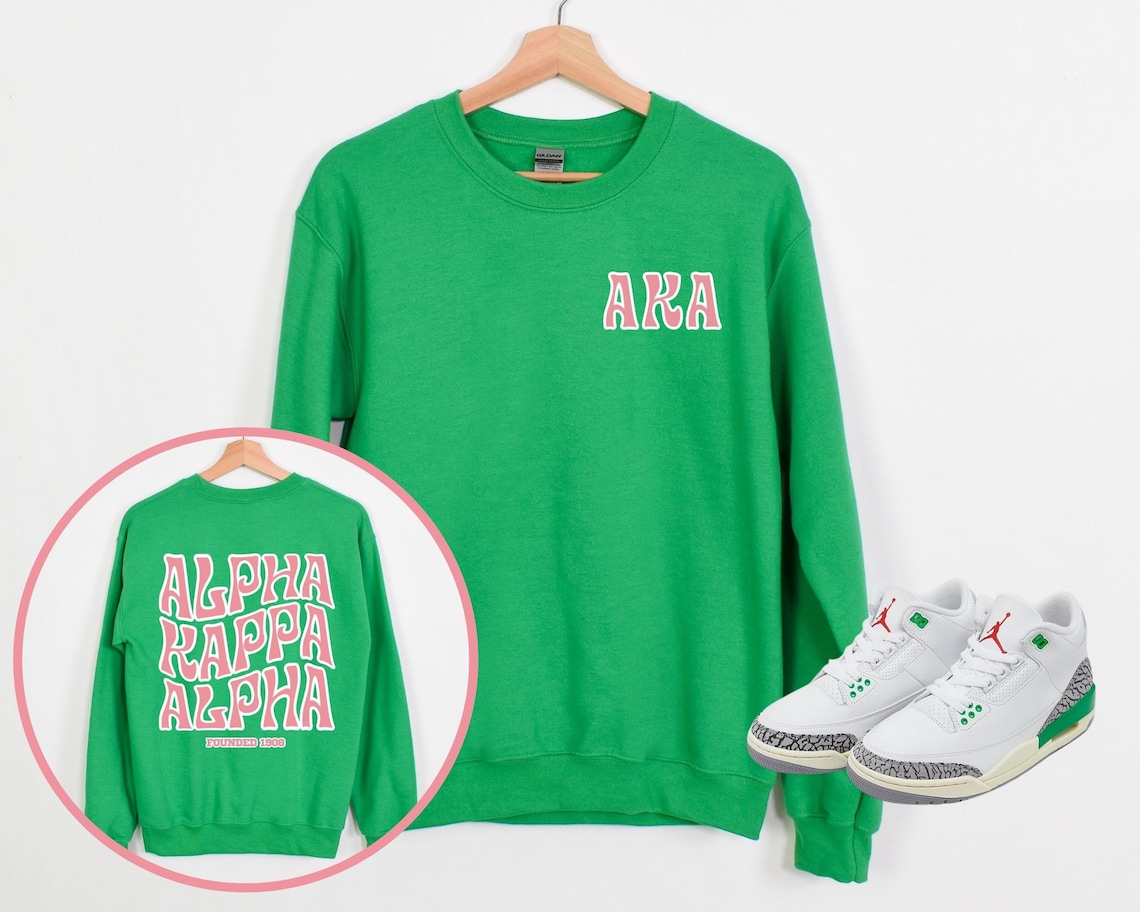 Alpha Kappa Alpha Sweatshirt, Retro AKA Hoodie, Pink and Green AKA T ...