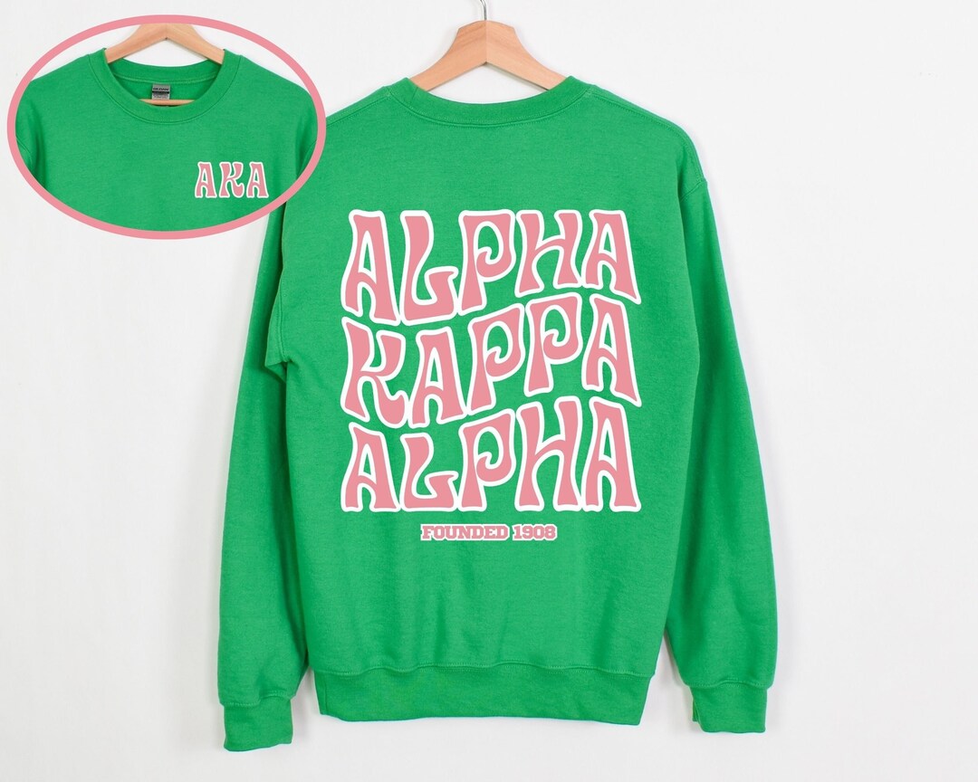 Alpha Kappa Alpha Sweatshirt, Retro AKA Hoodie, Pink and Green AKA T ...