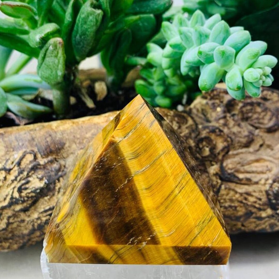 Tiger's Eye Pyramid - Medium Size 2 Inch - Stone of Courage, Confidence ...