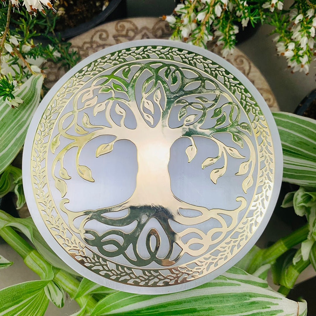 Selenite the Tree of Life Cleansing Cleansing Disk - Stone of ...
