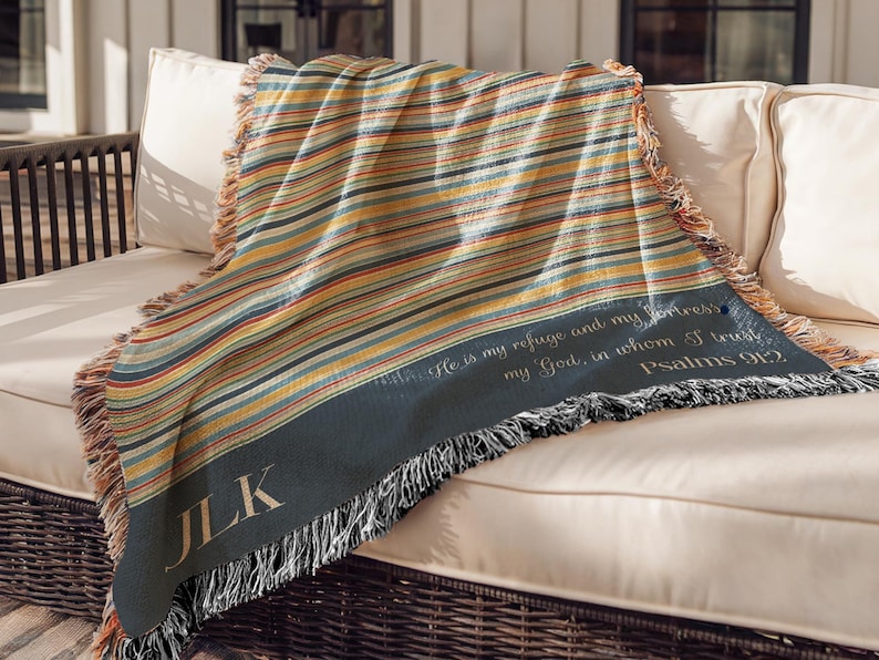 Bible Verse Woven Blanket, Christian Tapestry Throw, Custom Faith Gift ...