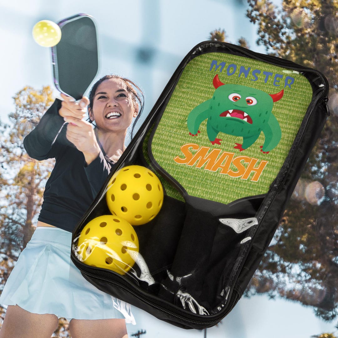 Funny Pickleball Paddle Set Pickleball Kit Monster XMAS Gift Pickleball ...