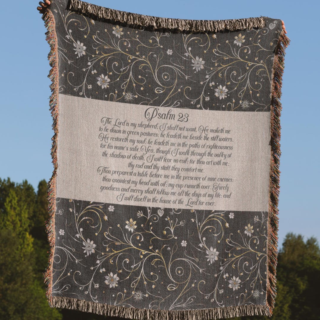 Bible Verse Christian Soft Cotton Throw, Scripture Psalm 23 Woven ...