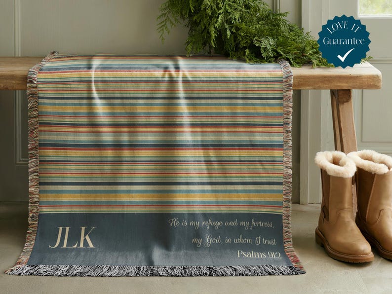 Bible Verse Woven Blanket, Christian Tapestry Throw, Custom Faith Gift ...