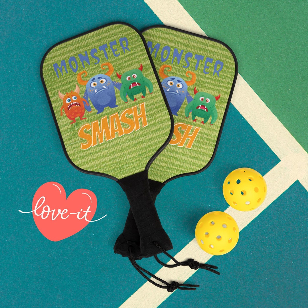 Monster Smash Paddle and Ball Set, Funny Monster Pickleball Paddle Set ...