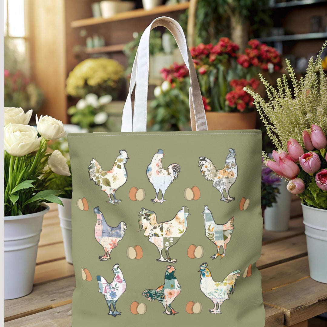 Farmers Market Bag,chickens Tote Bag, Birthday Gift for Her, Gift for ...