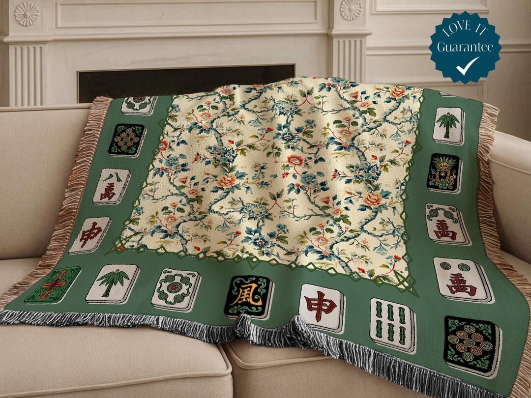 Mahjong Gifts, Mahjong Mom, Beautiful Mahjong Tiles and Floral Woven ...