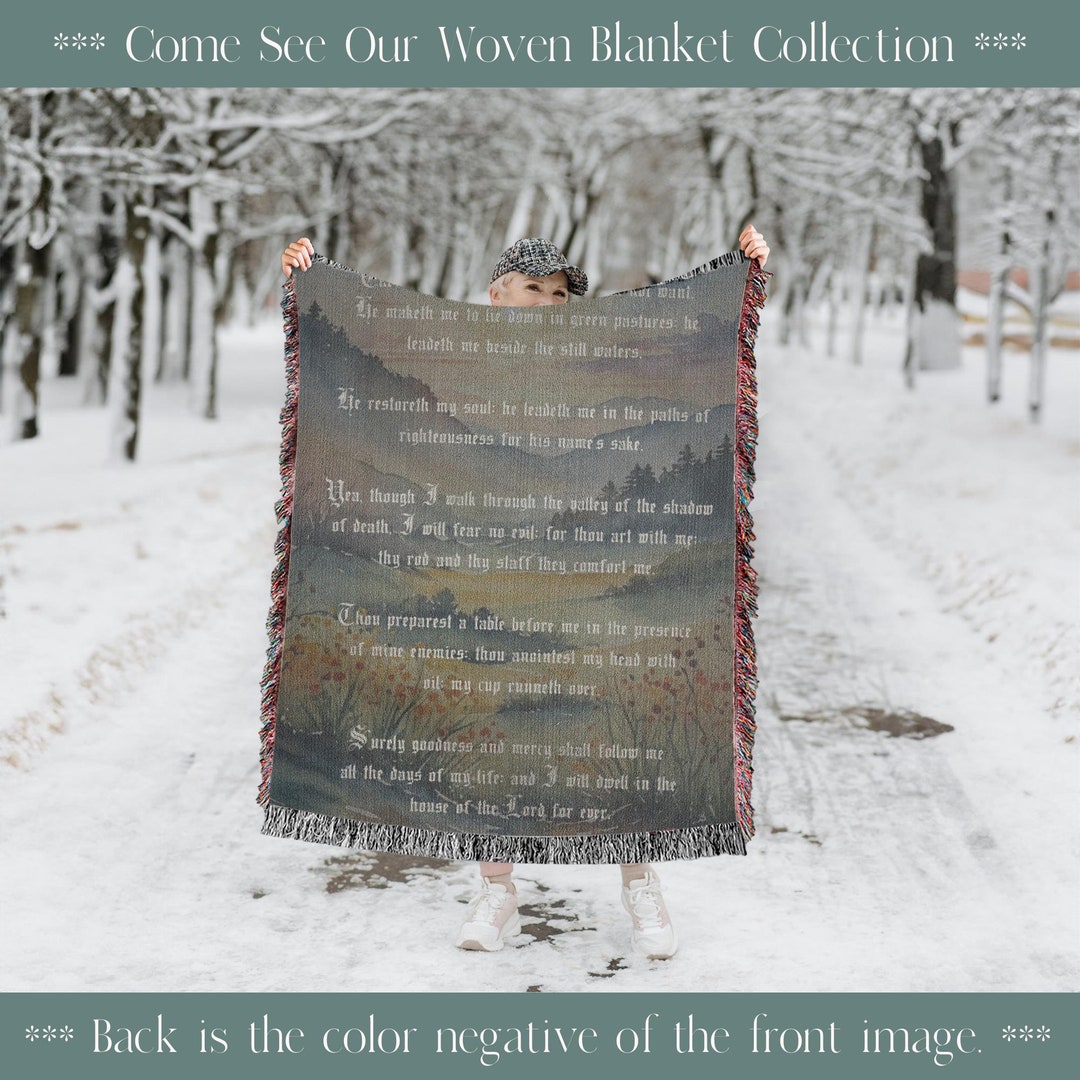 Scripture Psalm 23 Woven Blanket Keepsake, Bible Verse Christian Soft ...