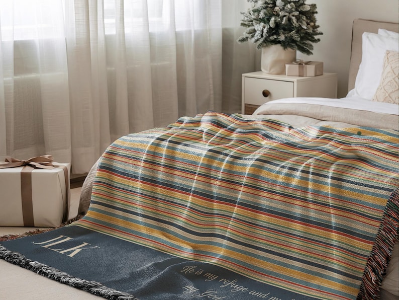 Bible Verse Woven Blanket, Christian Tapestry Throw, Custom Faith Gift ...