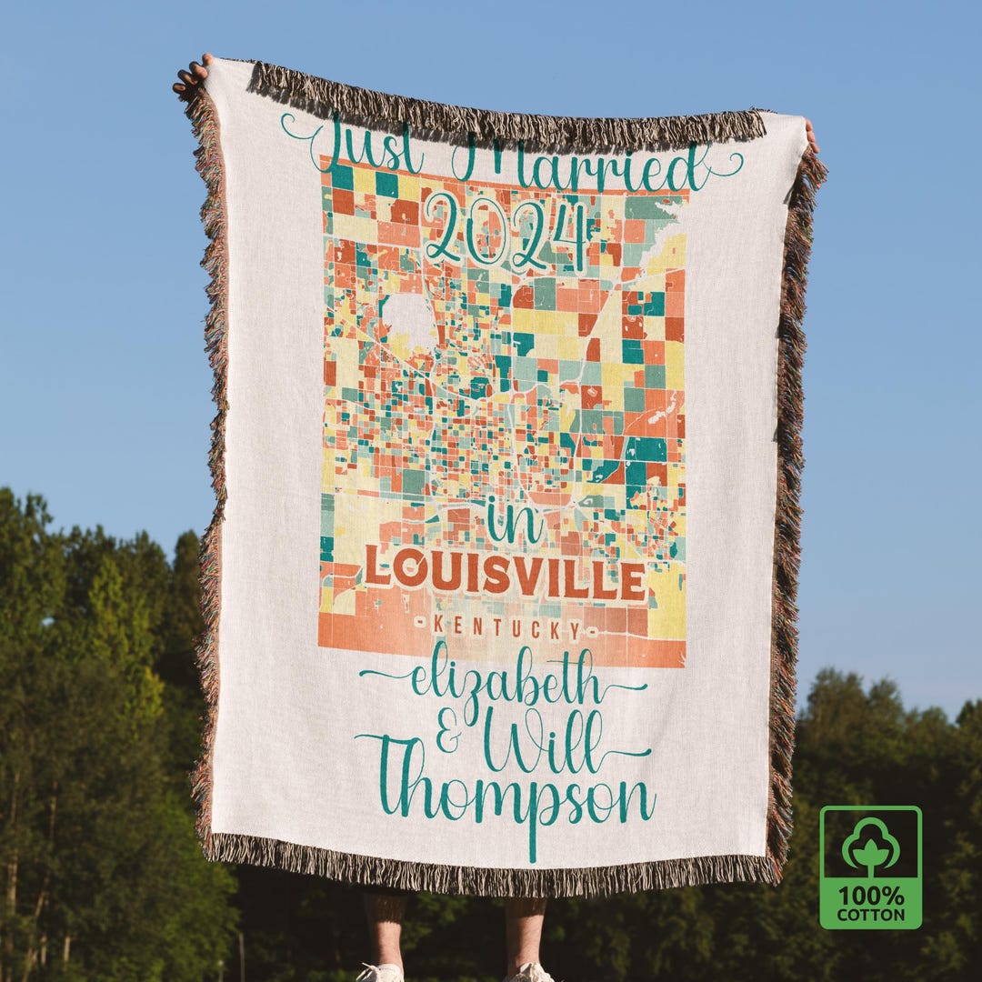 1st Anniversary Woven Blanket Personalized Just Married in Louisville ...