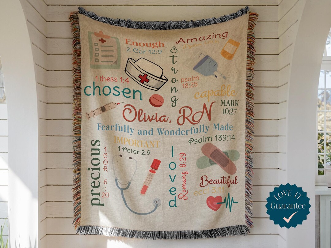 Personalized Christian Nurse Woven Blanket: RN Appreciation Gift - Etsy