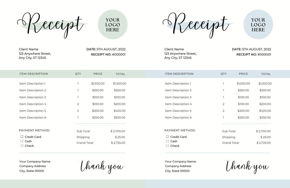 Invoice Template, Receipt Template, Modern and Professional Invoice ...