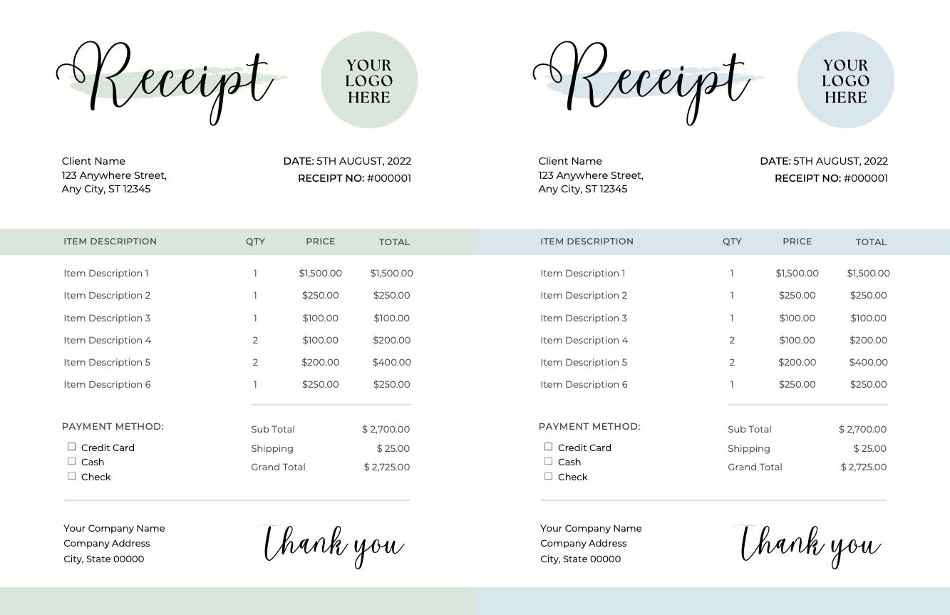 Invoice Template, Receipt Template, Modern and Professional Invoice ...