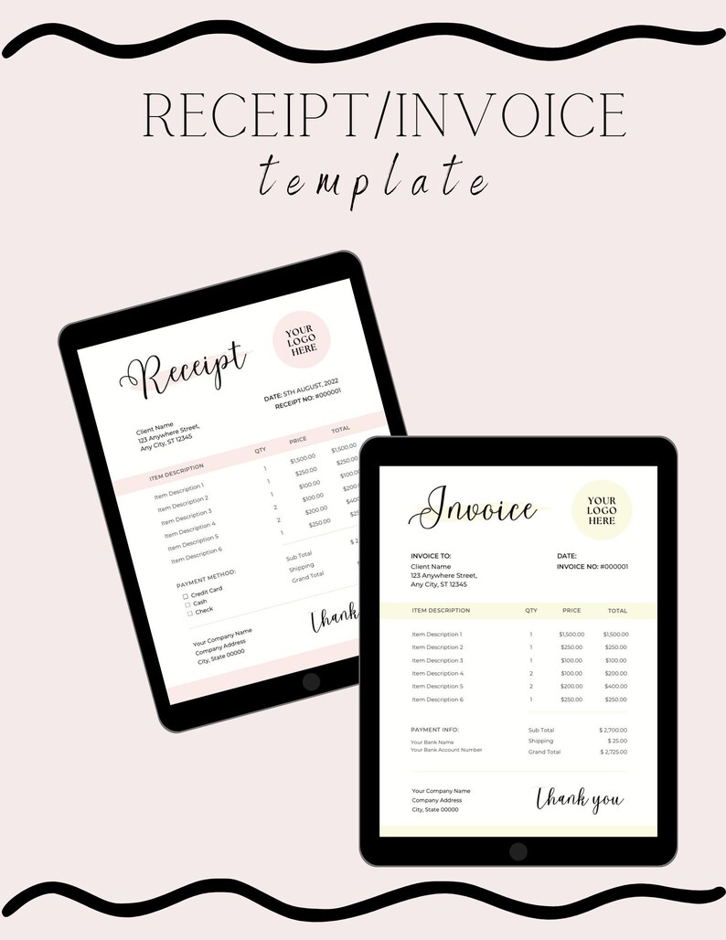 Invoice Template, Receipt Template, Modern and Professional Invoice ...