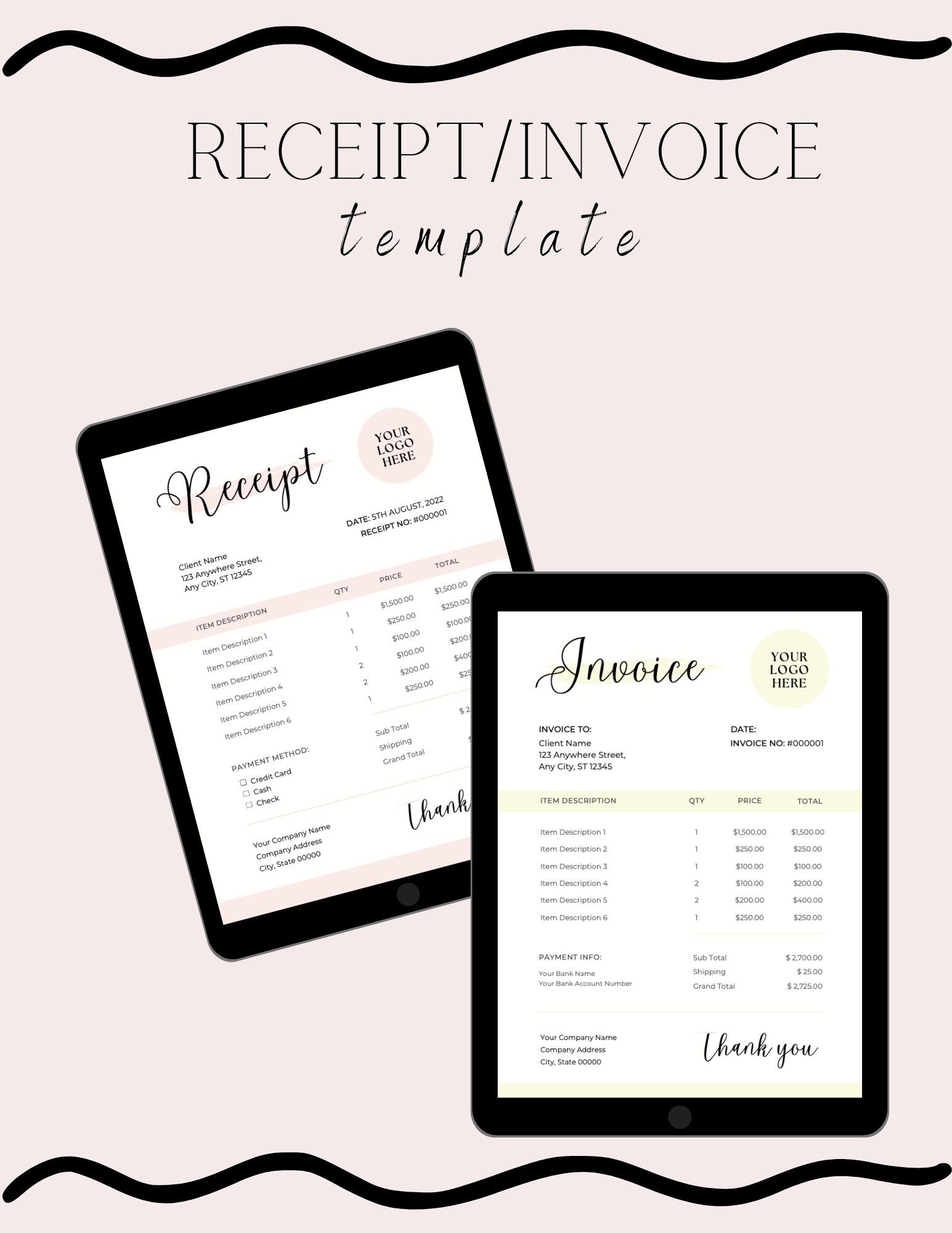 Invoice Template, Receipt Template, Modern and Professional Invoice ...