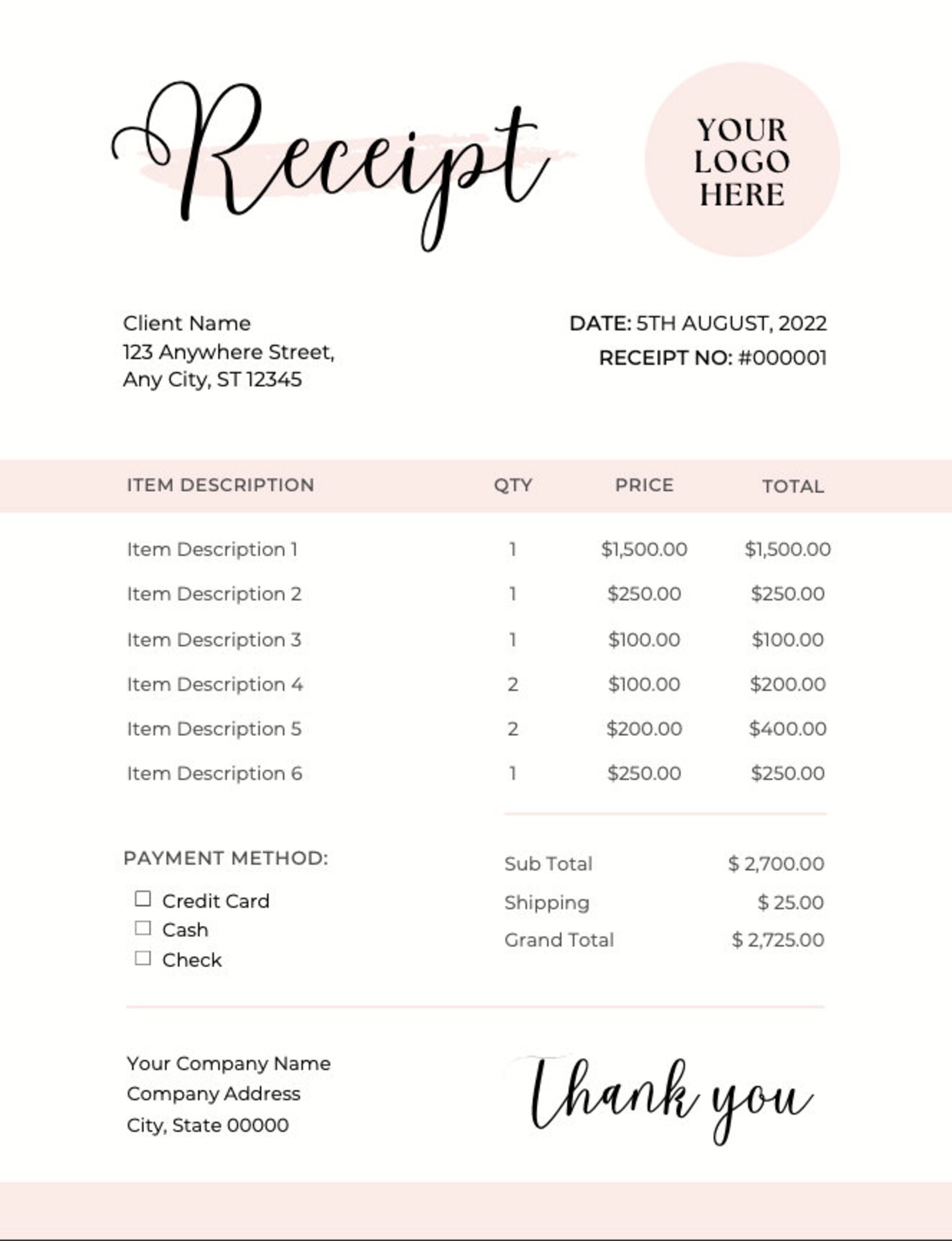 Invoice Template, Receipt Template, Modern and Professional Invoice ...