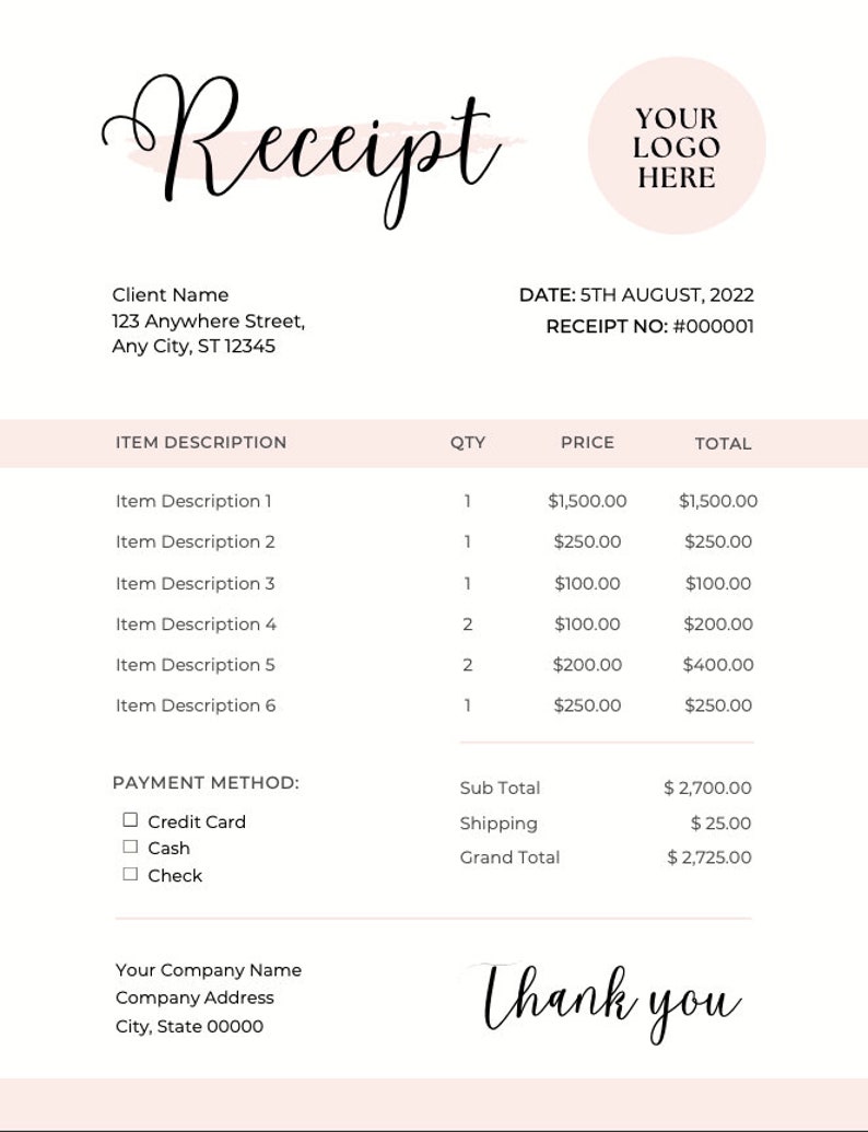 Invoice Template, Receipt Template, Modern and Professional Invoice ...