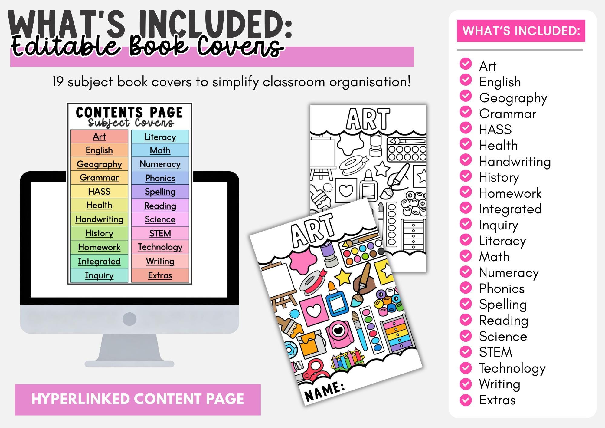Subject Book Covers | Coloring Cover Pages I Editable Digital Printable ...