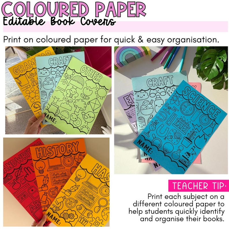 Subject Book Covers | Coloring Cover Pages I Editable Digital Printable ...
