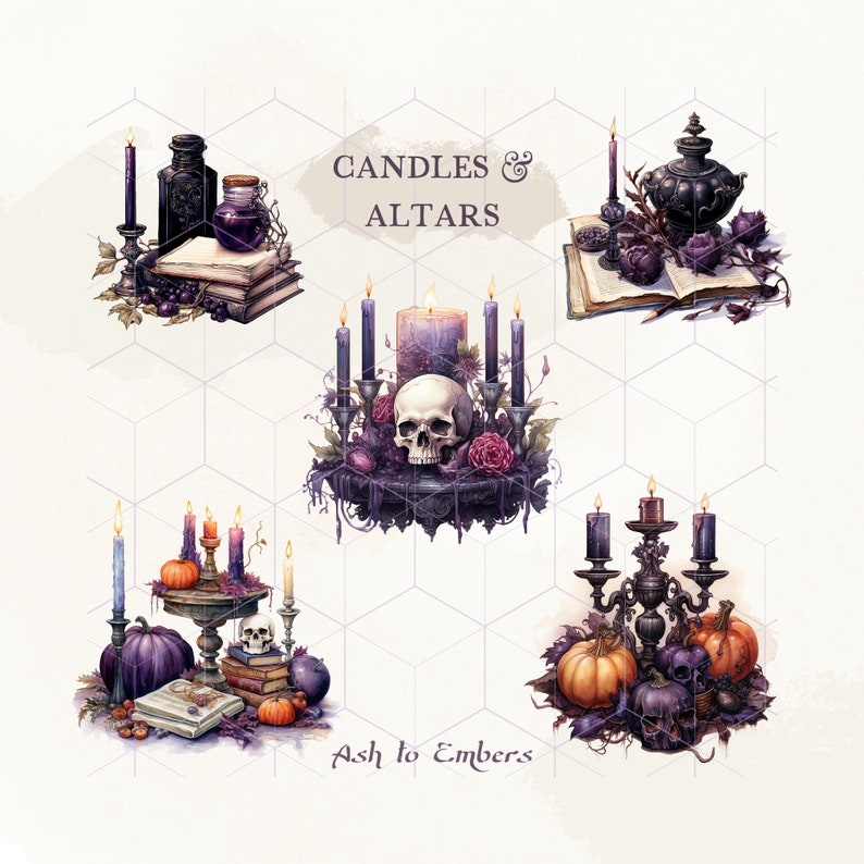 Victorian Gothic Watercolor Clipart Set Victorian Gothic, Halloween Invitation Png, Halloween ...