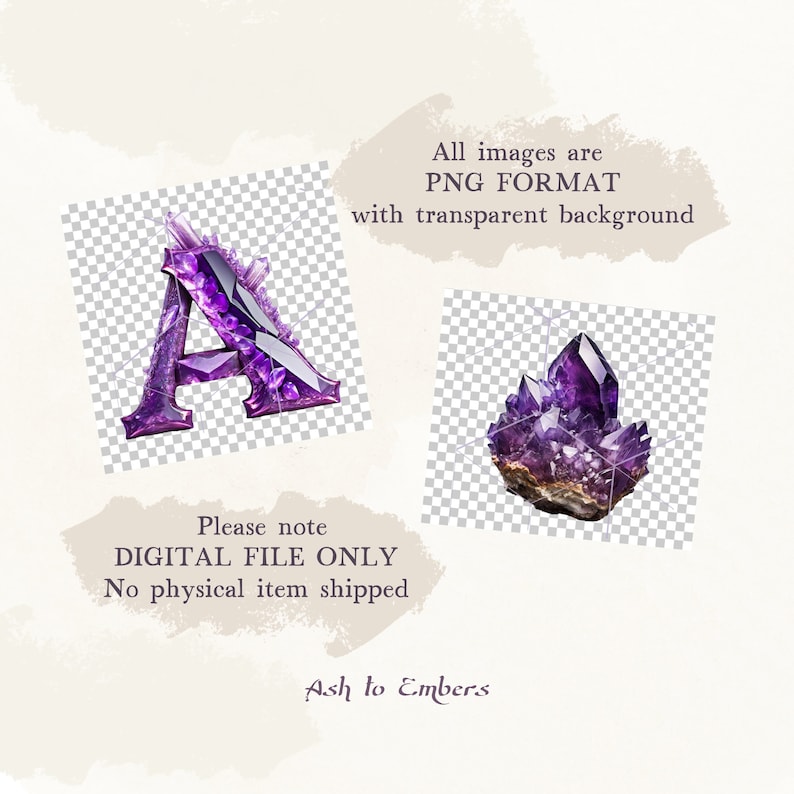 Amethyst Crystal Alphabet Clipart Set - Gemstone Font, Spiritual ...