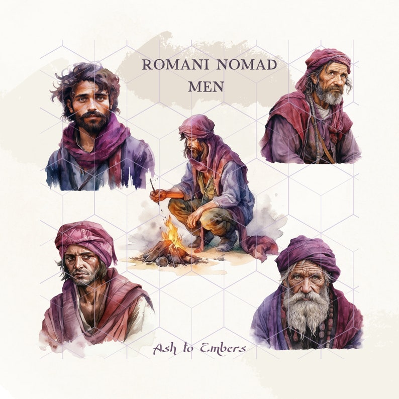 Romani Nomad Watercolor Clipart – Cultural Illustrations Gypsy Life PNG ...