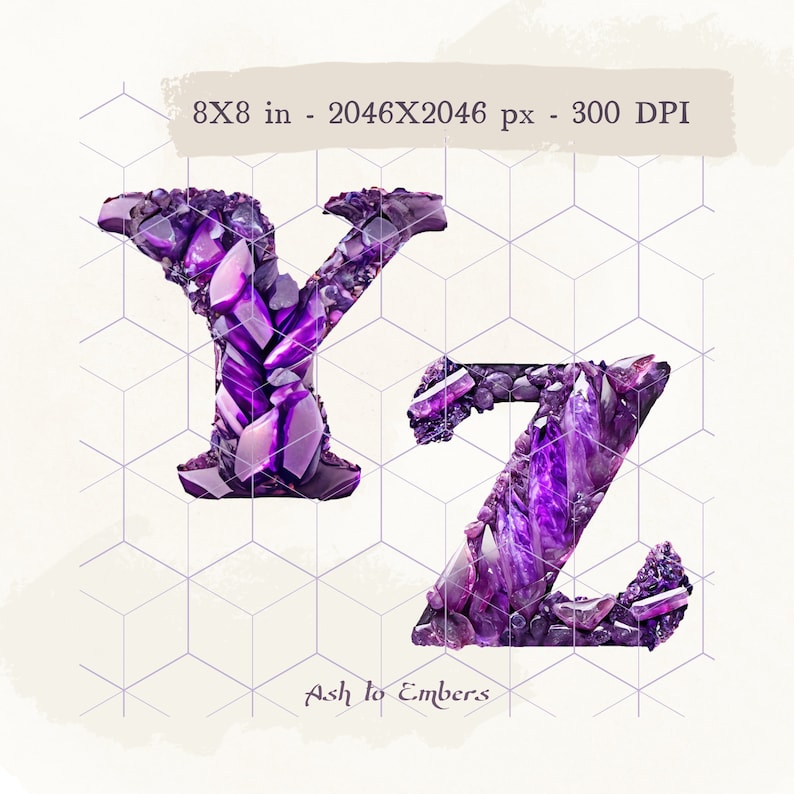 Amethyst Crystal Alphabet Clipart Set - Gemstone Font, Spiritual ...