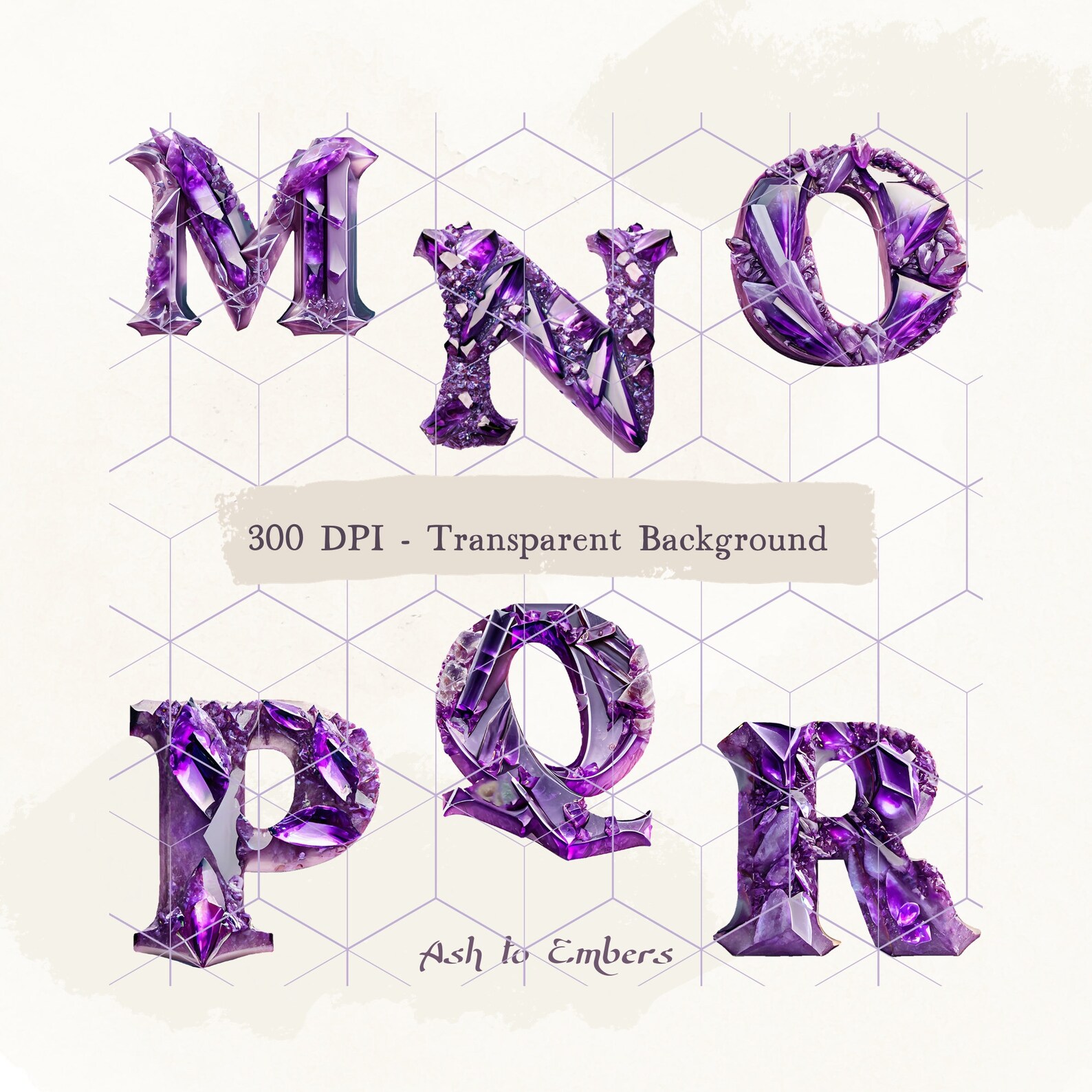 Amethyst Crystal Alphabet Clipart Set – Gemstone Letters, Witchy Design ...