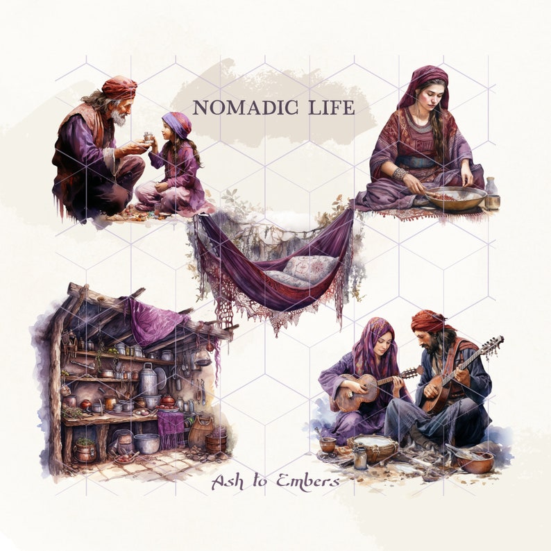 Romani Nomad Watercolor Clipart Nomadic Lifestyle, Roma People ...