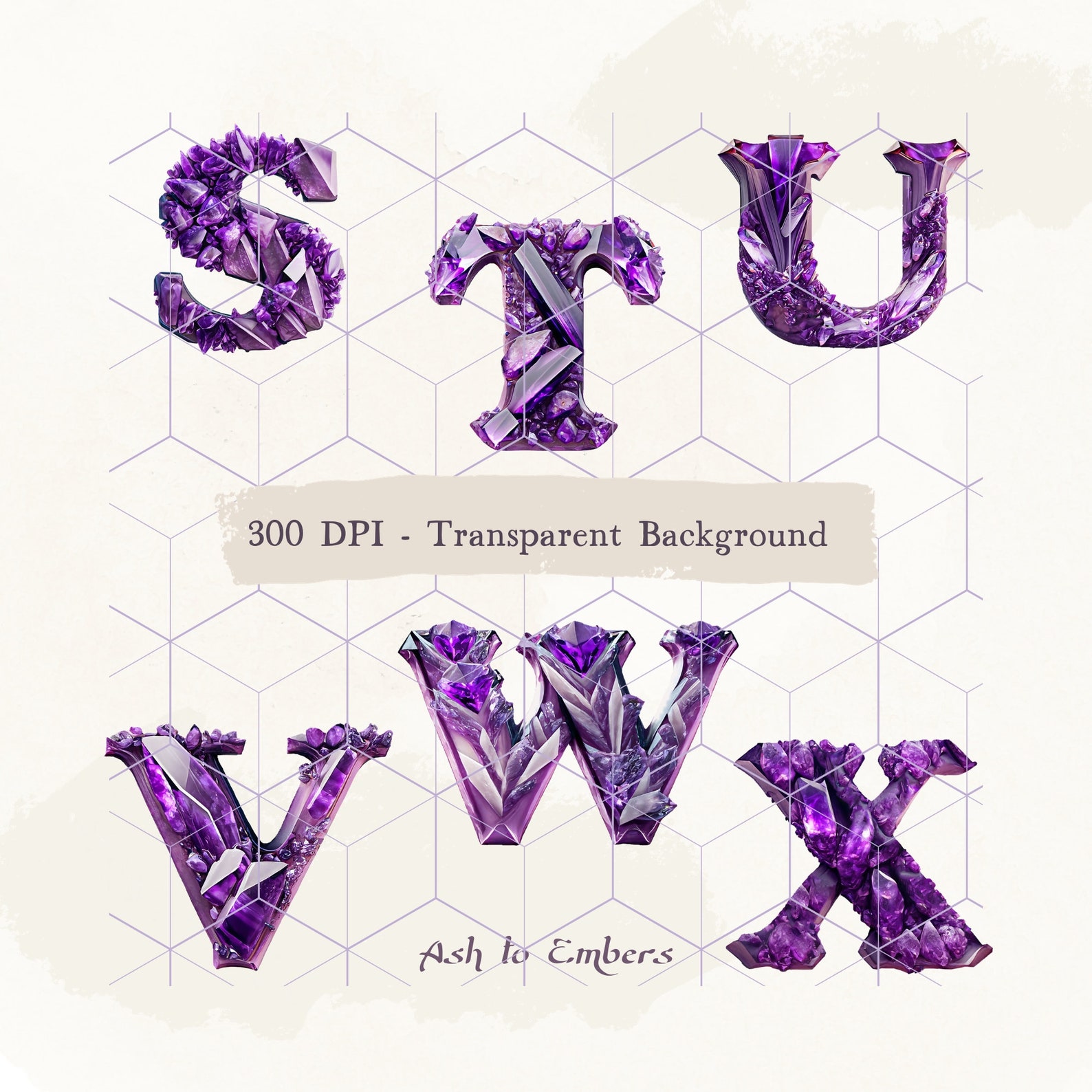 Amethyst Crystal Alphabet Clipart Set - Gemstone Font, Spiritual ...