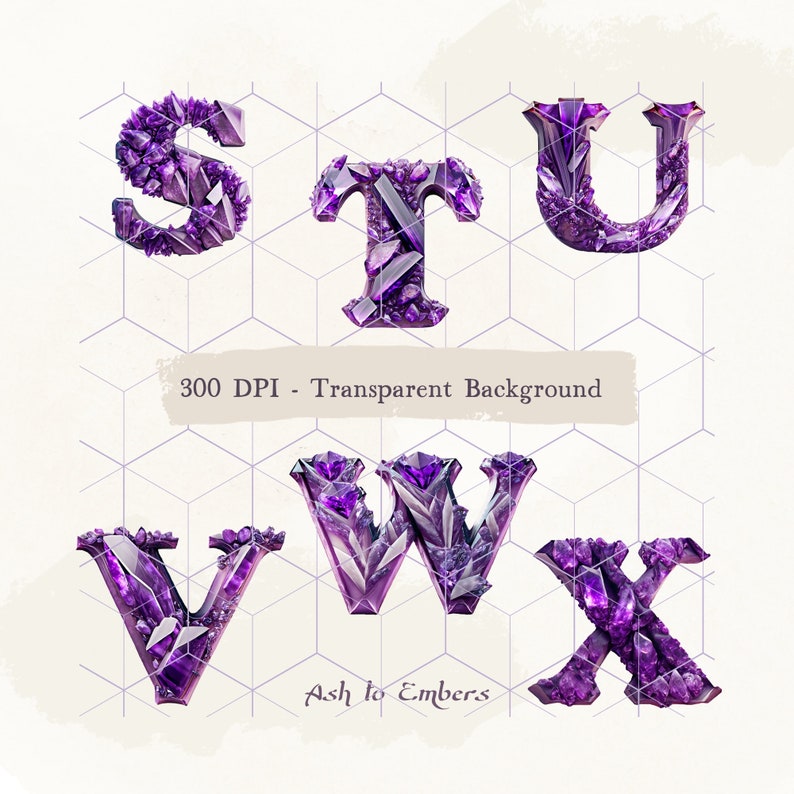 Amethyst Crystal Alphabet Clipart Set - Gemstone Font, Spiritual ...
