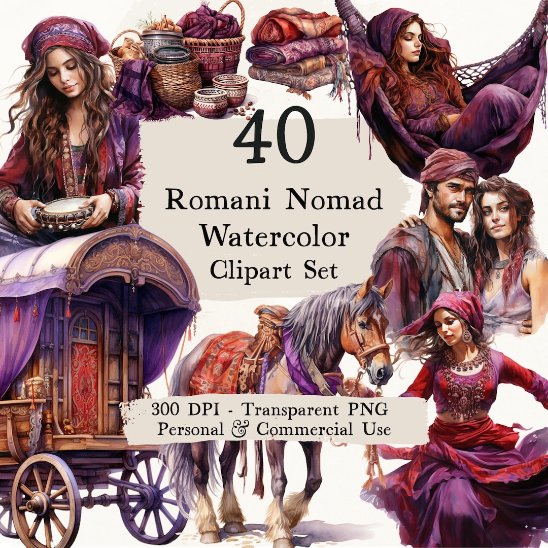 Romani Nomad Watercolor Clipart Nomadic Lifestyle, Roma People, Cultural Illustrations, Vardo ...