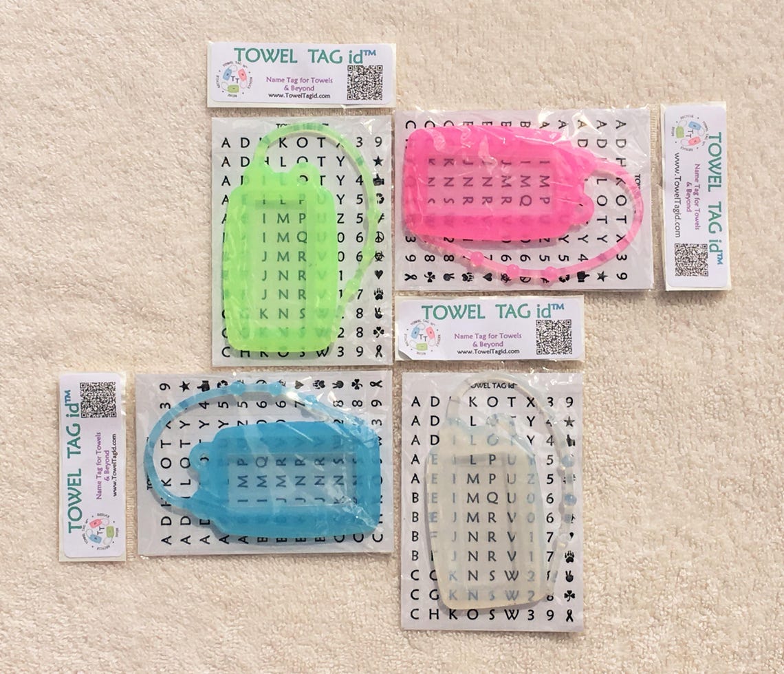 Personalized Silicone Towel Tags: Assorted Colors, Self-personalizing ...