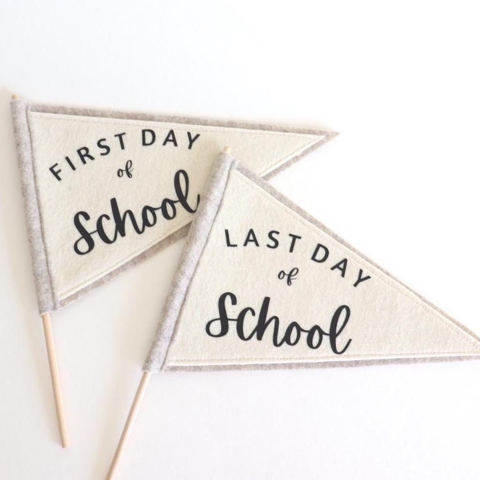 First Day of School Felt Pennant Flag With Wooden Stick - Etsy