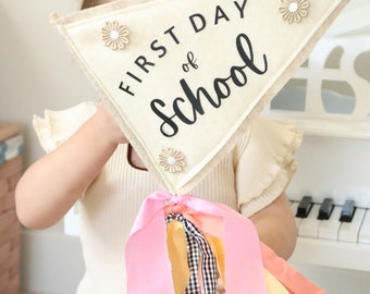First Day of School Pennant Flag Last Day of School Boy First Day of ...