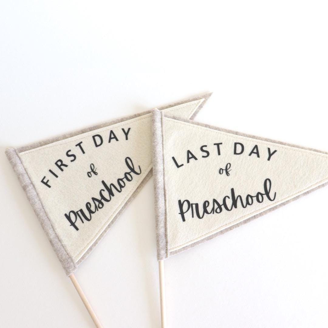 First Day of School Felt Pennant Flag With Wooden Stick - Etsy
