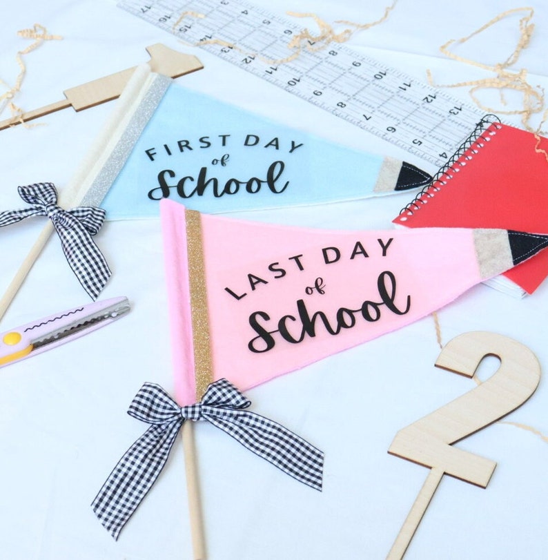 First Day of School Pennant Flag Last Day of School Boy First Day of ...