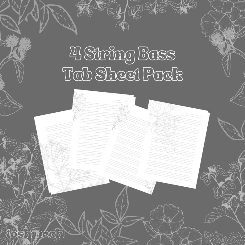 Floral 4 String Bass Tab Sheet Pack - Etsy