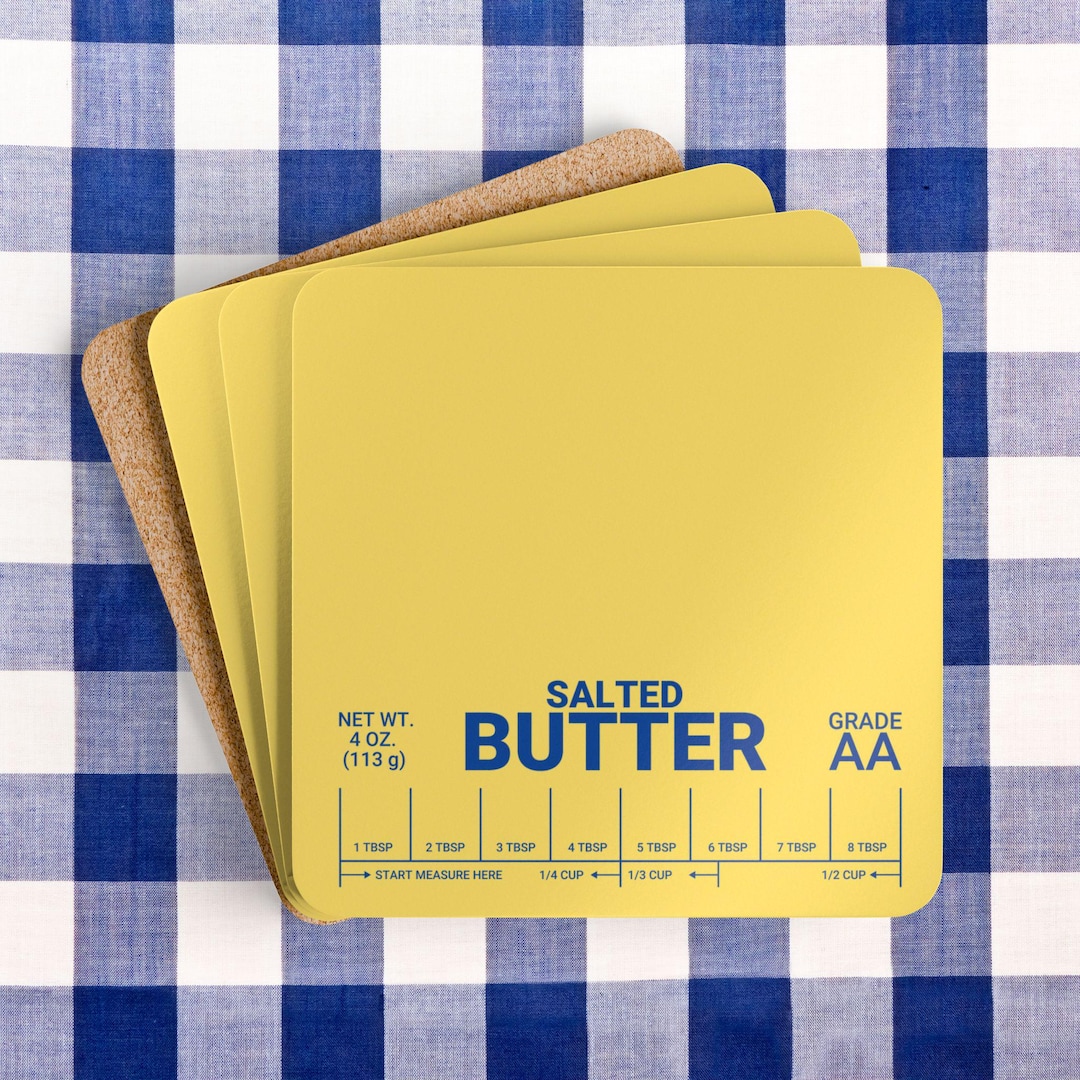 Salted Butter Cork Coaster Set, Funny Vintage Kitchen Decor, Foodie ...