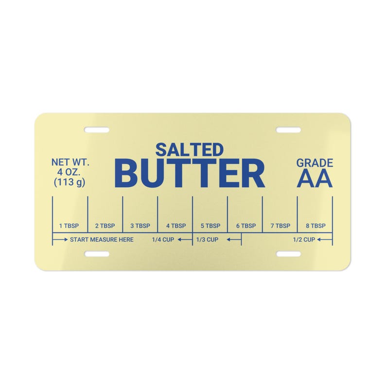 Butter Vanity Plate, Funny Metal License Plate for Butter Lovers - Etsy